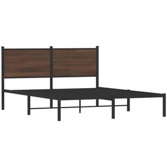 vidaXL Cadre de lit en m&eacute;tal sans matelas ch&ecirc;ne marron 140x200 cm Vidaxl
