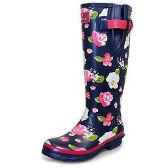 Lunar Garden, Haute Plates Bottes de Pluie femme, Bleu (Navy), 40 EU
