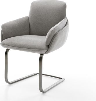 DELIFE Freischwinger Luan-Flex mit Armlehnen Strukturstoff Soft Grau Freischwinger flach Graphit, Esszimmerst&uuml;hle