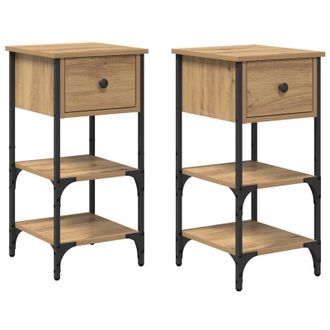 vidaXL Cabinet de Chevet 2 pcs ch&ecirc;ne artisanal 34 x 36 x 70 cm Vidaxl