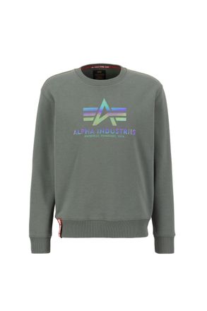 Alpha Industries Herren Basic Sweater Rainbow Ref. Print, Vintage Green, XXL