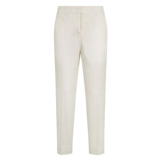 PESERICO Femme, Pantalons, Beige, Taille: 44 FR Pantalon en Satin de Coton Stretch