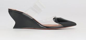 Alaia Le Caur Keil-Mules aus Lackleder mit mandelf&ouml;rmiger Spitze
