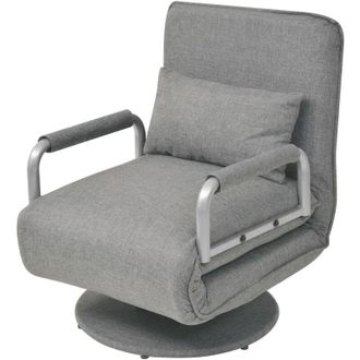 vidaXL Fauteuil pivotant et canapé-lit Gris clair Tissu