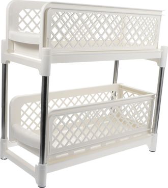 OSALADI Doppelstöckiges Aufbewahrungsregal aus Robustem Platzsparender Organizer für Küche Bad Büro Stabiler Ablagehalter für Gewürze Kosmetik und Kleinteile