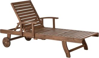Beliani Sonnenliege AMANTEA Akazienholz Dunkelbraun