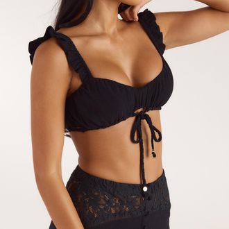 Lounge Ger&uuml;schtes Bralette - Schwarz - 34