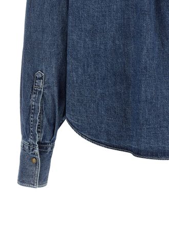 Brunello Cucinelli Denim with Monile-Trimmed Pockets Shirt - Blue