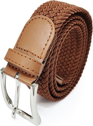 Glamexx24 Unisex Elastischer Stoffgürtel Geflochtener Stretchgürtel Dehnbarer Gürtel für Damen und Herren, 120cm, Braun