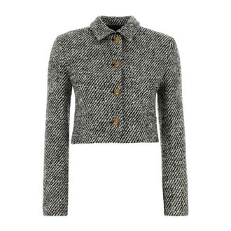 Versace Cropped Wool Boucl&eacute; Blouson - - Jackets - Damen - Schwarzk - S
