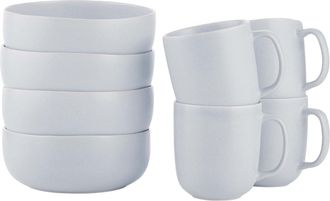 Butlers Geschirrset 4 Personen CASA NOVA Steinzeug Geschirr Set 8-tlg. Tassen 400ml Schalen 600ml | Skandi-Design reaktive Glasur | Mikrowellen- & spülmaschin