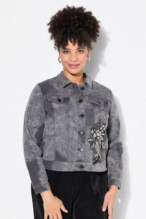 Miamoda Sommerjacke Jeansjacke Classic Fit Applikation