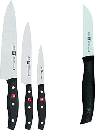 Zwilling Messer-Set, 3-tlg., Spick-/Garniermesser, Fleischmesser, Kochmesser, Rostfreier Spezialstahl/Kunststoff-Griff, Twin Pollux & 38720080 Twin Grip Gemüse