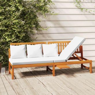 vidaXL Tagesbett mit Cremewei&szlig;en Kissen 200x60x75 cm Massivholz Akazie - Vidaxl
