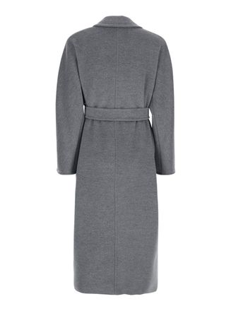Max Mara Womens Double-Breasted Coat Madame Grey Wool-Cashmere Virgin Wool
