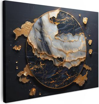 MuchoWow © Leinwandbild 80x60 cm Dekoration Wohnzimmer Bilder Pictures Wall Decoration Living Room Wohnungs Deko Moderne Bild Kunst - Gold - Schwarz - Modern -