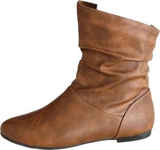 Generic Bottines souples en cuir pour femme - Talon bas - Coupe confortable - Cuir v&eacute;ritable souple pour une tenue d&eacute;contract&eacute;e - Imperm&eacute;ables - &Agrave; enfiler - C