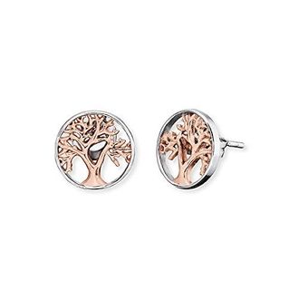 Engelsrufer arbre de vie argenter pour femme bicolore Rhodium et Or Rose plaqué argent 925 Sterling taille 12 mm (0,47)