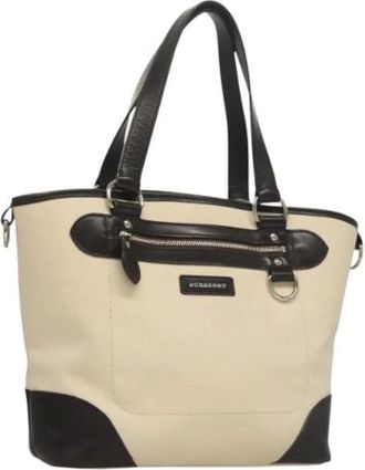 Burberry Pre-owned Toile sacs-main - Femme - Pre-owned - Beige - Taille: ONE Size