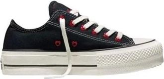 Converse Femme, Chaussures, Noir, Taille: 41 EU Baskets Plateformes en Tissu avec Semelles Textur&eacute;es