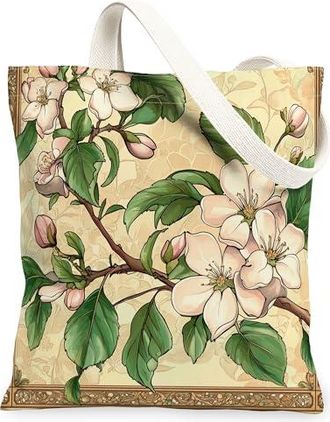 Generic Sac fourre-tout en toile pour le shopping, 33 x 38,1 cm, sac fourre-tout r&eacute;utilisable &agrave; motif floral vintage pour femme, peinture esth&eacute;tique victorien