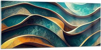 Arttor Wandbilder Dekoration Wohnzimmer Wellen Abstraktion Dreidimensional Panorama Bilder auf Glas 120x50cm Glasbild Schlafzimmer Küche Wand Kunstdruck Art 