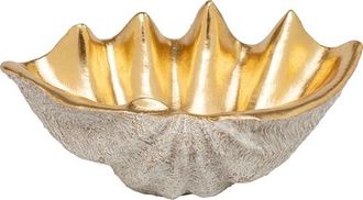 Kare Design Design Deko Schale Noble Shell, Obstschale, Dekoschale, Polyresin, Handbemalt, Unikat, 14x41x27 cm (H/B/T), Gold