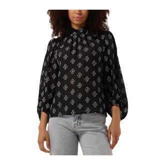 Minus Schwarze Bluse mit Rundhalsausschnitt - - Blouses & Shirts - Damen - Schwarzk - S