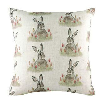 furn. Evans Lichfield Hedgerow Hare Repeat Polyester gefülltes Kissen, Weiß, 43 x 43 cm