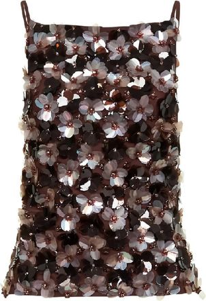 P.A.R.O.S.H. P.a.r.o.s.h., Femme, Tops, Brun, Taille: 38 FR Blouse avec Appliqu&eacute; de Fleur