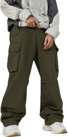 Generic Pantalon de parachute pour homme - Pantalon de surv&ecirc;tement baggy &agrave; taille &eacute;lastique, pantalon cargo &eacute;l&eacute;gant et polyvalent de couleur unie, pantalon de