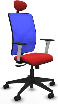 Piqueras y Crespo Schreibtischstuhl mit Armlehnen, h&ouml;henverstellbare Lendenwirbelst&uuml;tze und festes Kopfteil, ausgestattet mit 3 Positionen und Schneidschaum, Blau/Rot