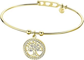 Lotus Armband mit Lotusblume Anhängern für Damen aus Edelstahl in der Farbe Gold, Durchmesser: 74,5x1,8 mm, LS2120-2/3