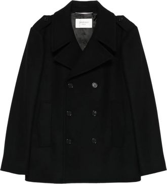 Saint Laurent Doppelreihiger Mantel - Schwarz