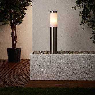 Lightbox Basic Außen Sockellampe mit 51 cm Höhe - Ø 8 cm - spritzwassergeschüzte Outdoor Wegeleuchte - E27 Fassung - max. 40 W - aus rostfreiem Edelstahl & Kun