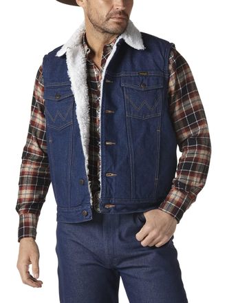 Wrangler Herren Sherpa-Futter Denim Weste, Denim/Sherpa, Medium
