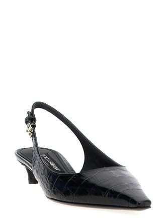 Dolce & Gabbana Womens Mun Slingback Heel Black Calfskin Leather