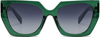 Sojos Lunettes de soleil rétro pour femmes en forme doeil de chat avec verres en polycarbonate UV400 Protégées, lunettes Cat-Eye SJ2205 avec monture verte/l