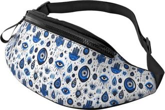 Generic Imprim&eacute; R&eacute;tro Yeux Bleus Sacs Banane Unisexe Sac De Voyage R&eacute;glable Poche Poitrine Pour Festival Course &Agrave; Pied Femme 14X35Cm