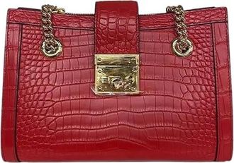 Generic Sac cabas pour femme en cuir de ventre de crocodile, sac &agrave; bandouli&egrave;re &agrave; cha&icirc;ne, sac &agrave; rabat en cuir dalligator v&eacute;ritable, sac bandouli&egrave;re simple