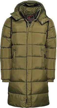 Superdry Ripstop Longline Puffer Jacket Veste, Dark Moss Green Grid, M Homme