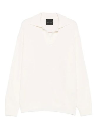 Roberto Collina pull en laine à col polo - Blanc