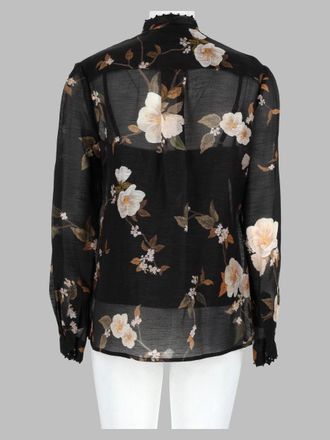 Zimmermann Floral Embroidered Linen Silk Blouse - Black