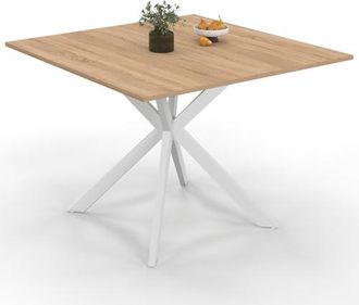 IDMarket Table à Manger carrée Alix 8 Personnes Pied araignée Bois et Blanc 110 cm