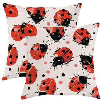 Generic Marienk&auml;fer-Kissenbez&uuml;ge, dekorativer Marienk&auml;fer-Kissenbezug, f&uuml;r Fr&uuml;hling, Sommer, Garten, Bauernhaus, Dekoration f&uuml;r Zuhause, Couch, Sofa, 35,6 x 3
