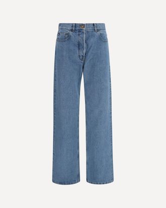 Thom Browne Straight-leg selvedge cotton Jeans with adjustable back strap Female 40