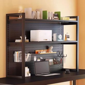 Generic Schreibtisch Bücherregal, mit Perforierter Lochplatte Höhenverstellbar, Fasst 32 Zoll Monitor auf Ablage Organizer, Tischregal für büro, Gaming Zuhaus