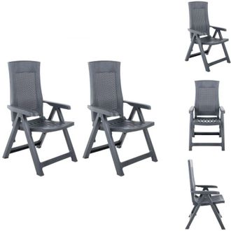 vidaXL Vidaxl - Verstellbare Gartenst&uuml;hle 2 Stk. Kunststoff Anthrazit - Gartenstuhl - Klappstuhl - Outdoor M&ouml;bel - Balkonm&ouml;bel - Esszimmerstuhl