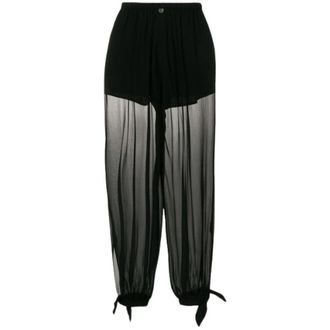 Twinset Sheer Voile Weite Hose - - Trousers - Damen - Schwarzk - M