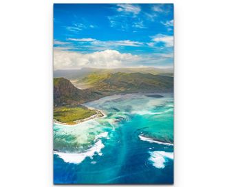 Paul Sinus Art Leinwandbilder | Bilder Leinwand 90x60cm Landschaft Mauritius - Draufsicht